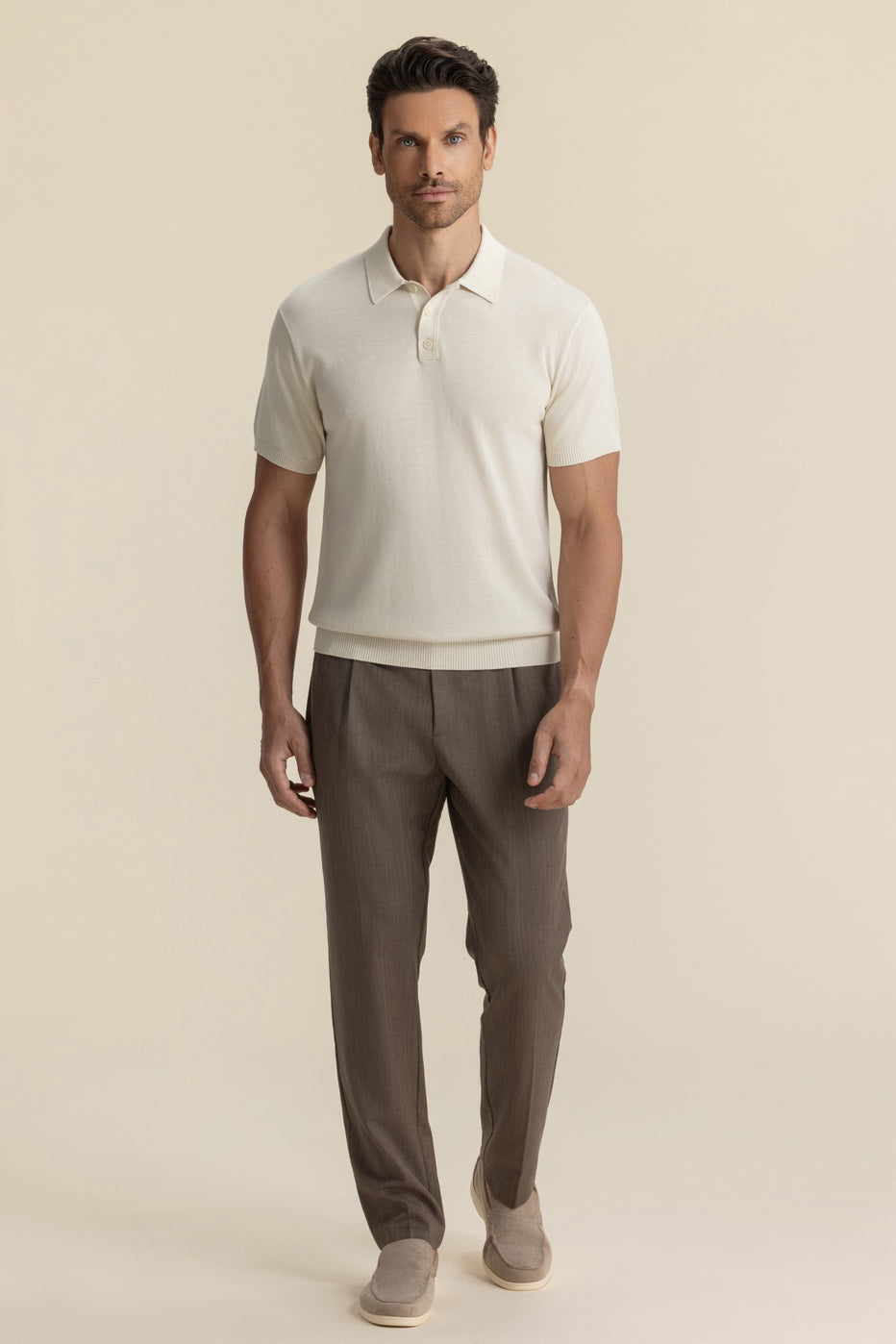 LUXE KNIT POLO CREAM – PRIME MEN STUDIO-Style that fits-Exactly